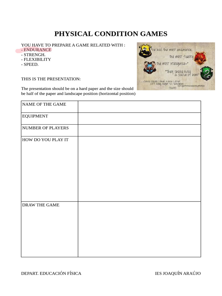 Trabajo-Phisical Condition Games-3rd Term | PDF | Games & Activities