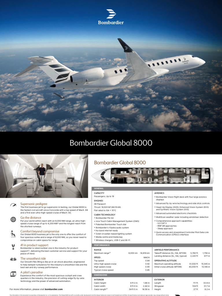 Global 8000 Factsheet | PDF | Jet Aircraft | Aviation