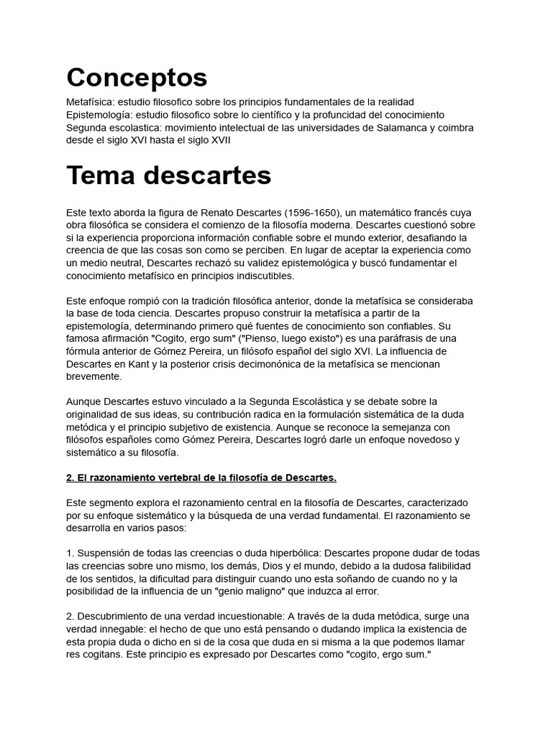 Resumen Filosofía Descartes | PDF | René Descartes | Existencia