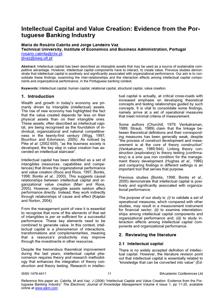 Intellectual Capital and Value Creation | PDF | Cronbach's Alpha | Resampling (Statistics)