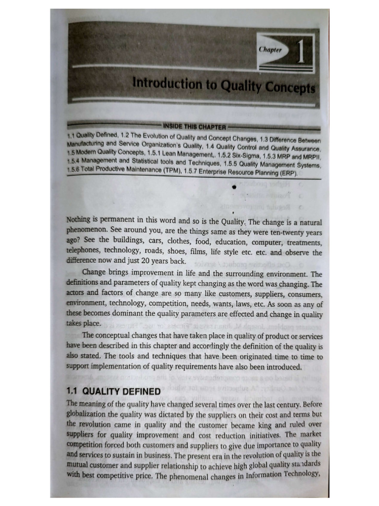 Quality Management ch1 | PDF