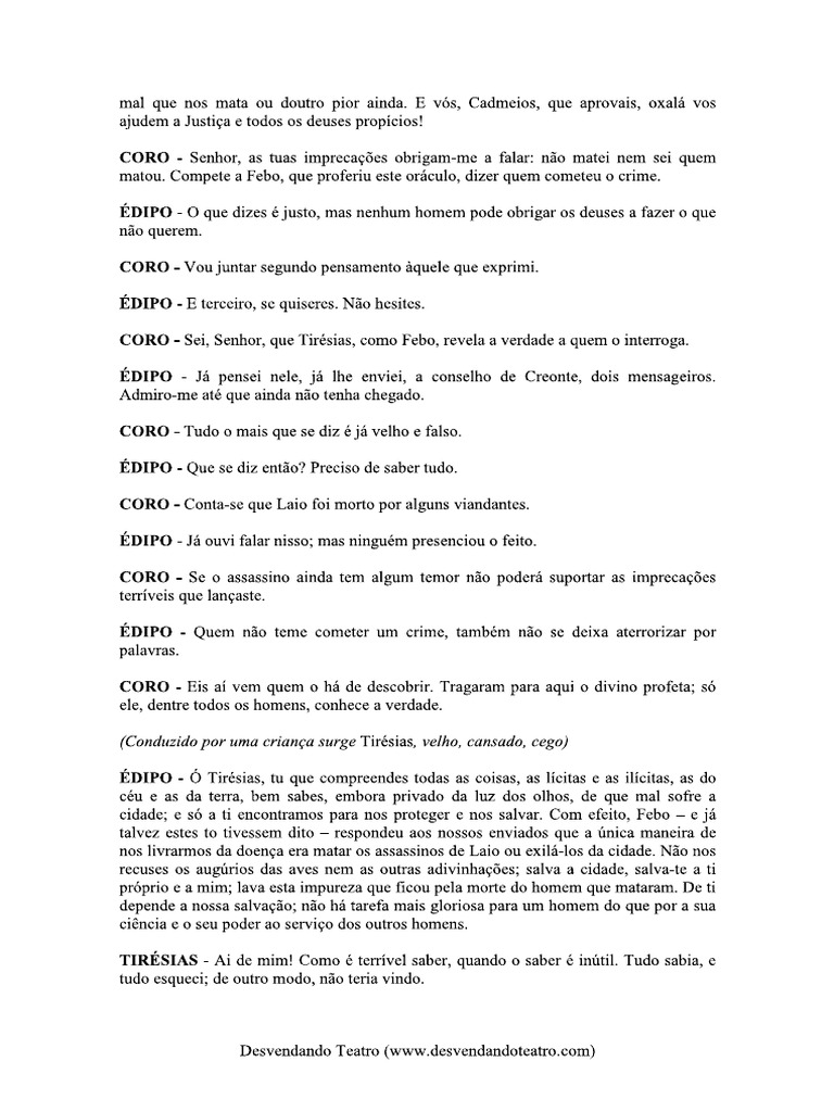 Dipo-Rei (Di-Logo Entre - Dipo e Tir-Sias) - S-Focles | PDF