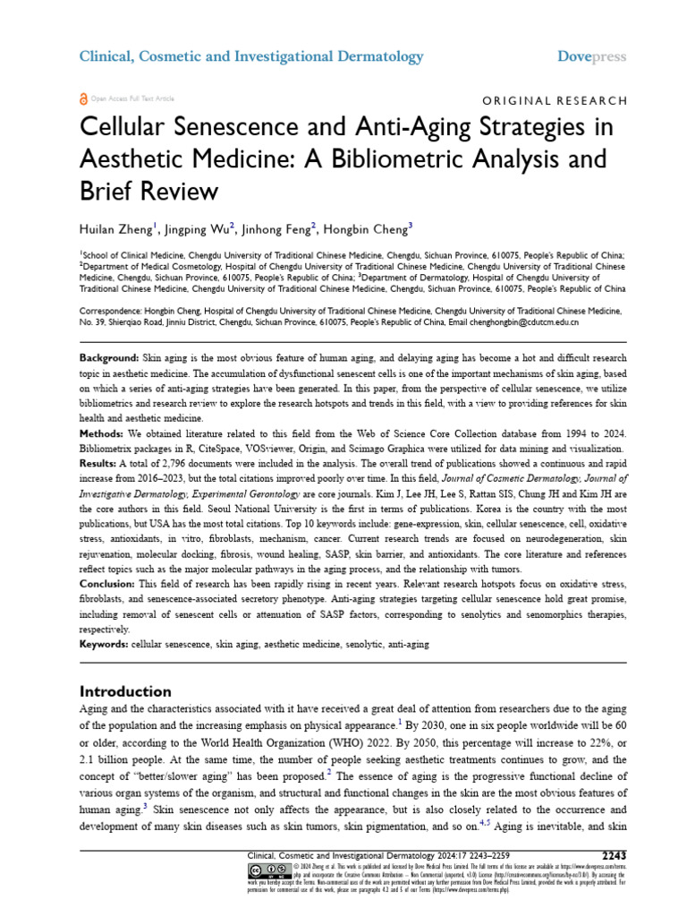 CCID 403417 Cellular Senescence and Anti Aging Strategies in Aesthetic ...