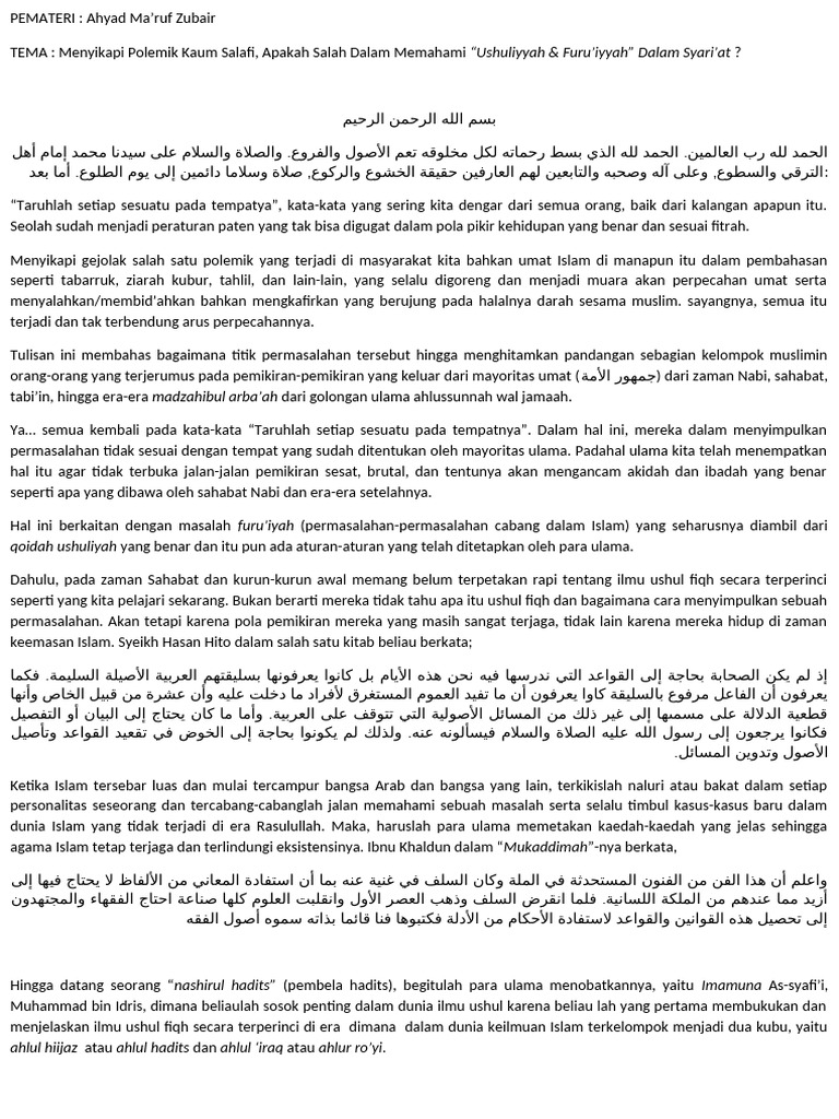 Furu Dan Ushul (Ahyad) | PDF