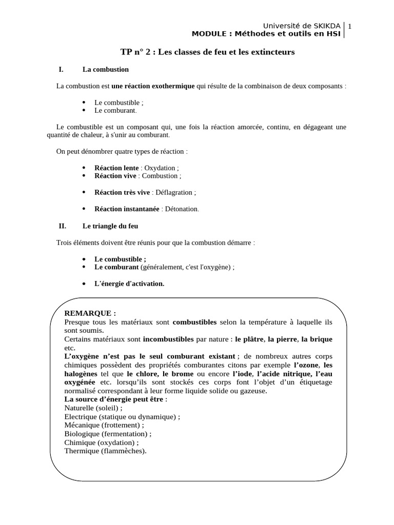 Triangle de feu et extinction des incendies | PDF | La combustion ...