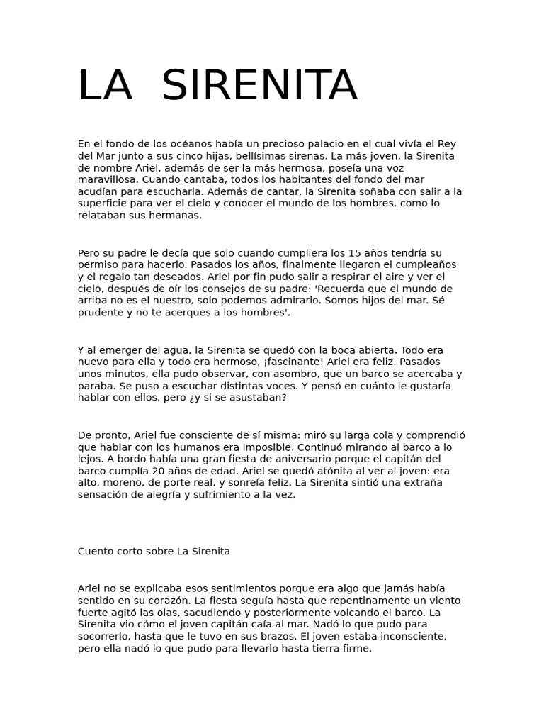 Cuento corto: La Sirenita de Ariel | PDF | Clásicos