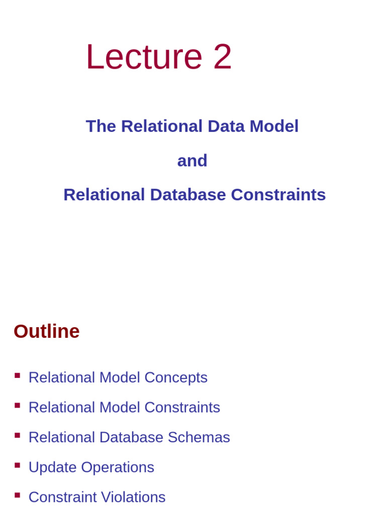 Lecture 2-Relational Model Concepts | PDF | Relational Database | Relational Model