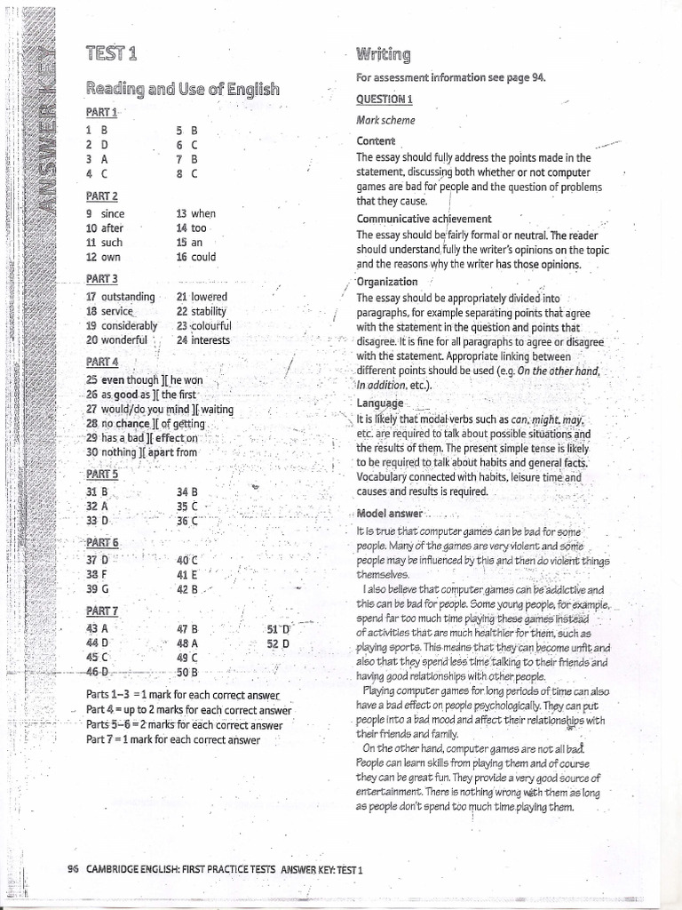 First Practice Tests Key (Oup) | PDF