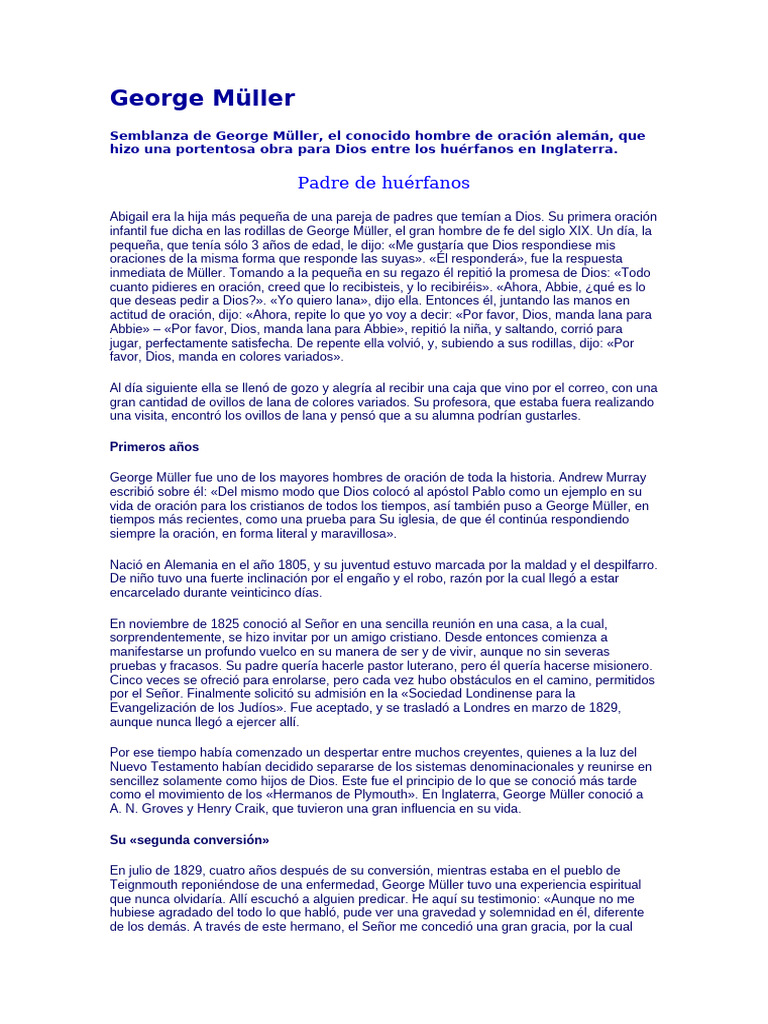 George Muller | PDF | Amor | espíritu Santo