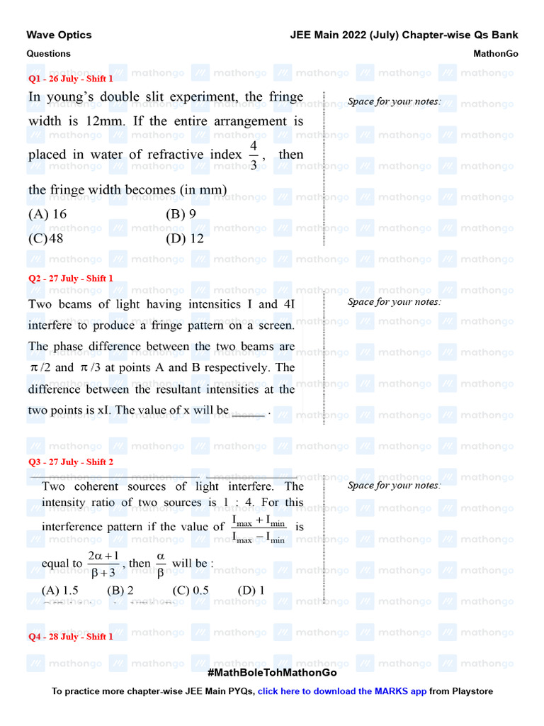 IIT Wave Optics | PDF | Diffraction | Wavelength