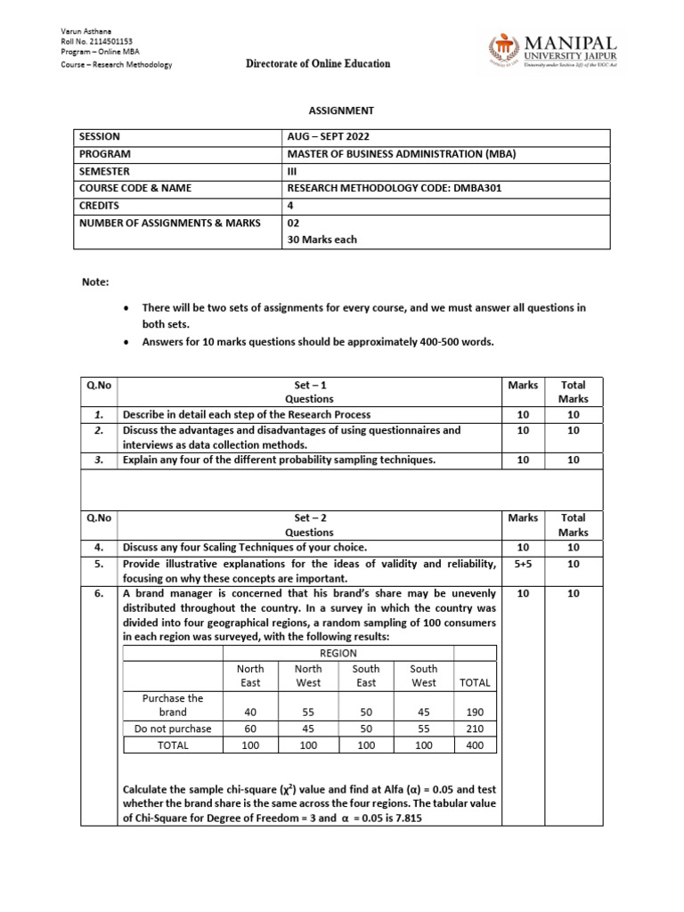 MBA Research Methodology Assignment | PDF | Market Segmentation ...