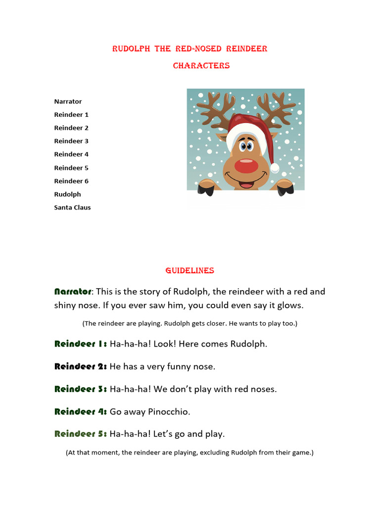 Rudolph The Red Nosed Reindeer A Play | PDF