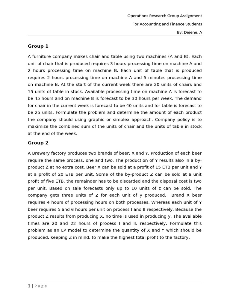 Operations Research LP Problems for Students | PDF | Market (Economics ...