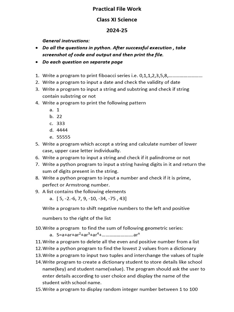 Xi Practical File PDF | PDF