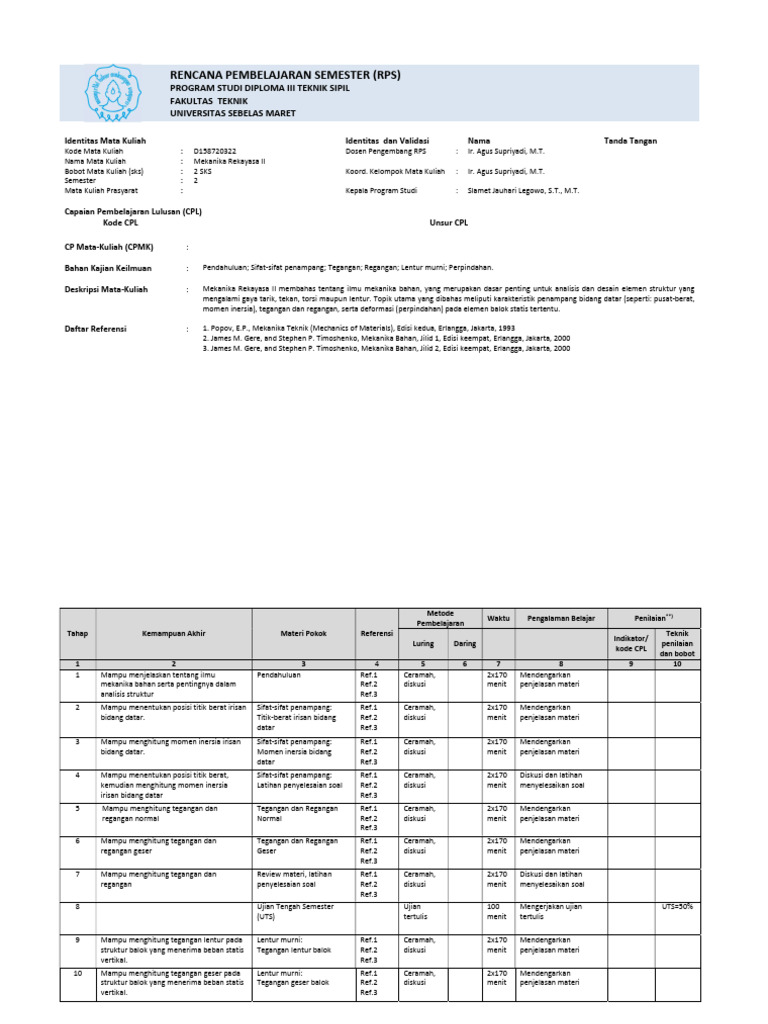 RPS - Mekanika Rekayasa II v.1.0 | PDF