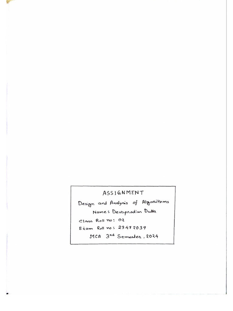 DAA Assignment | PDF DAA Assignment | PDF