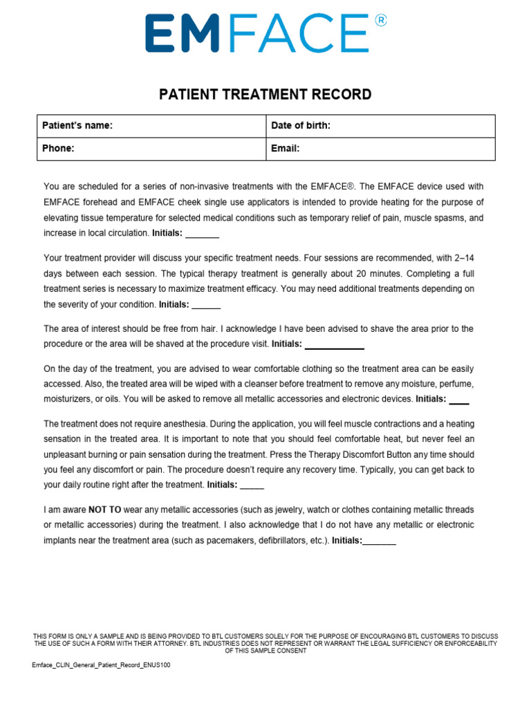 Emface Consent Forms | PDF | Pain | Informed Consent