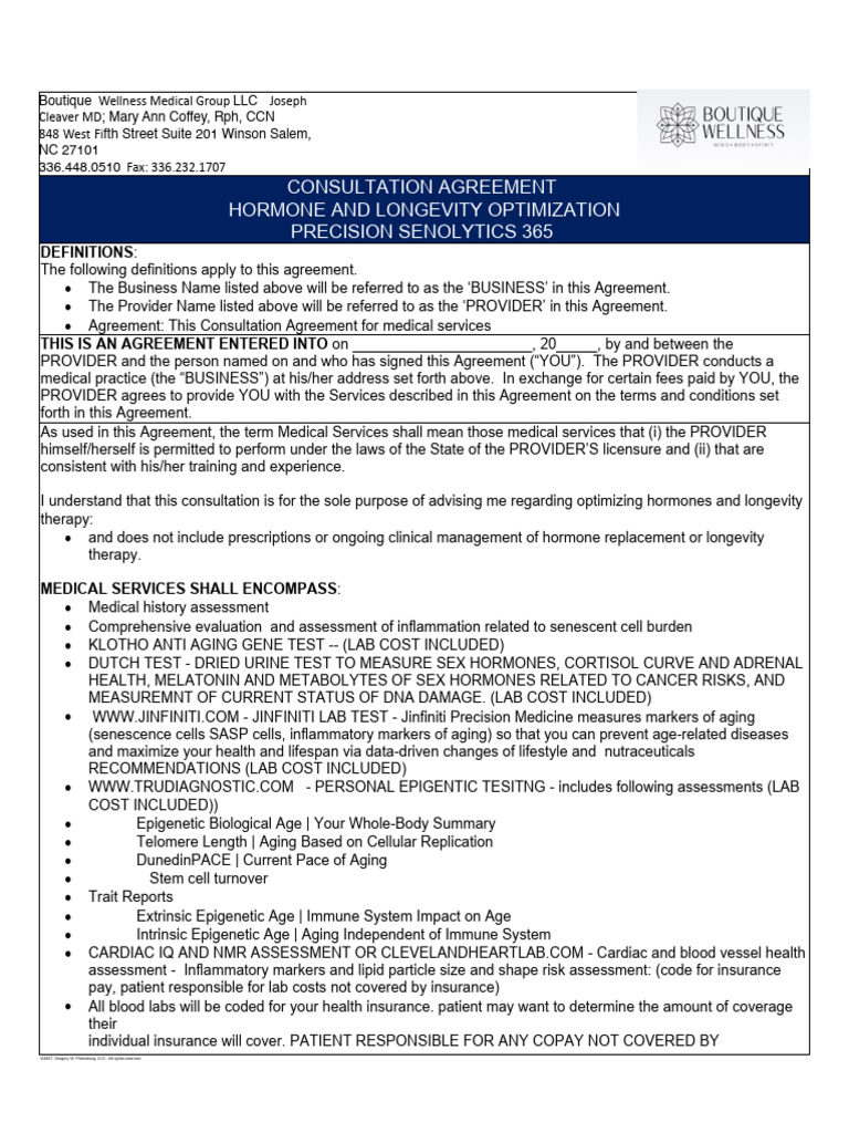 Hormone and Longevity Optimization Retainer | PDF | Medicare (United ...
