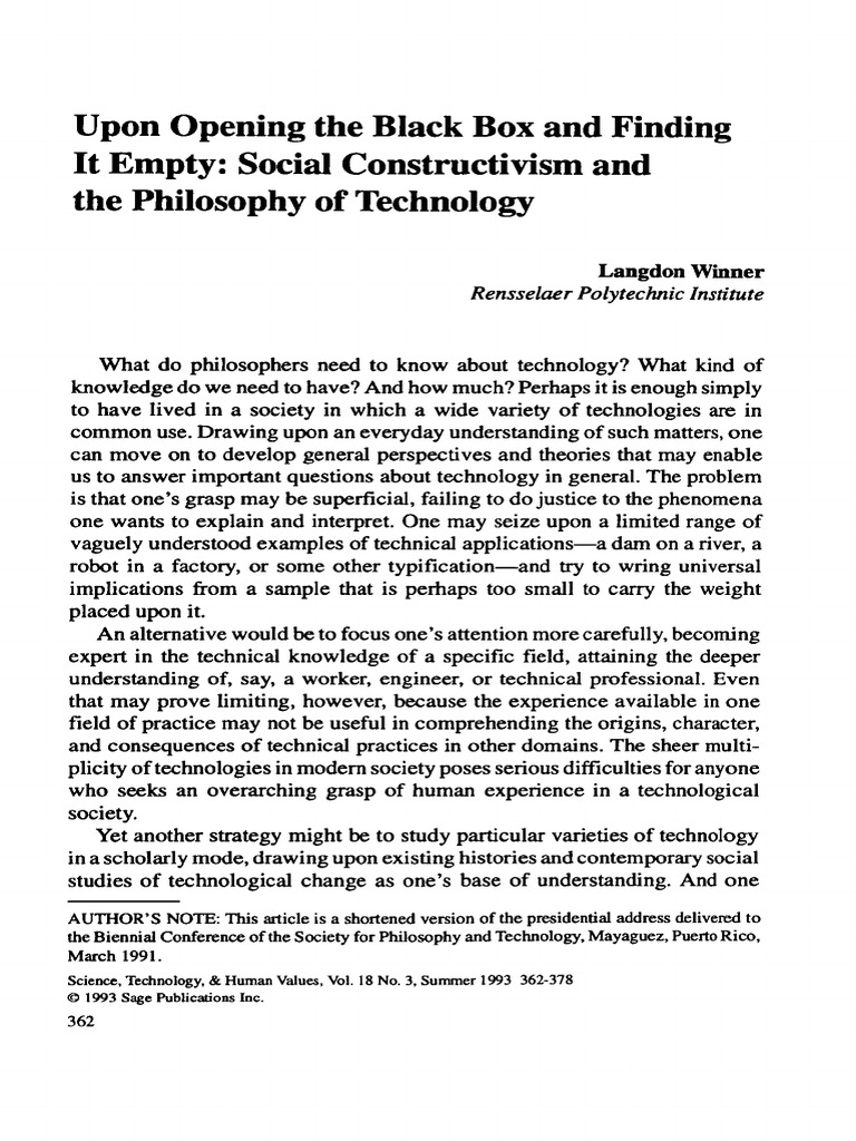 Winner 1993 | PDF | Constructivism (Philosophy Of Education) | Social ...