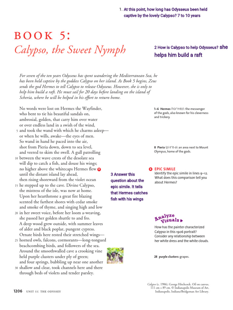 The Odyssey: Book 5 Calypso, The Sweet Nymph | PDF | Odysseus | Odyssey