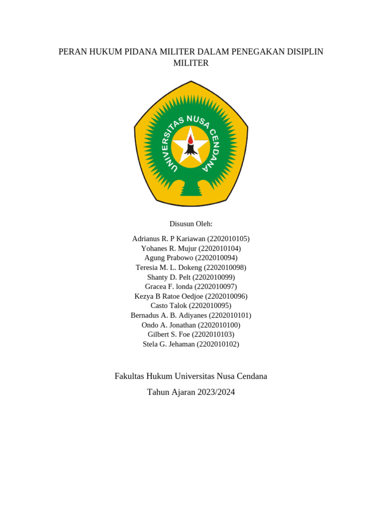 Hukum Pidana Militer & Disiplin | PDF