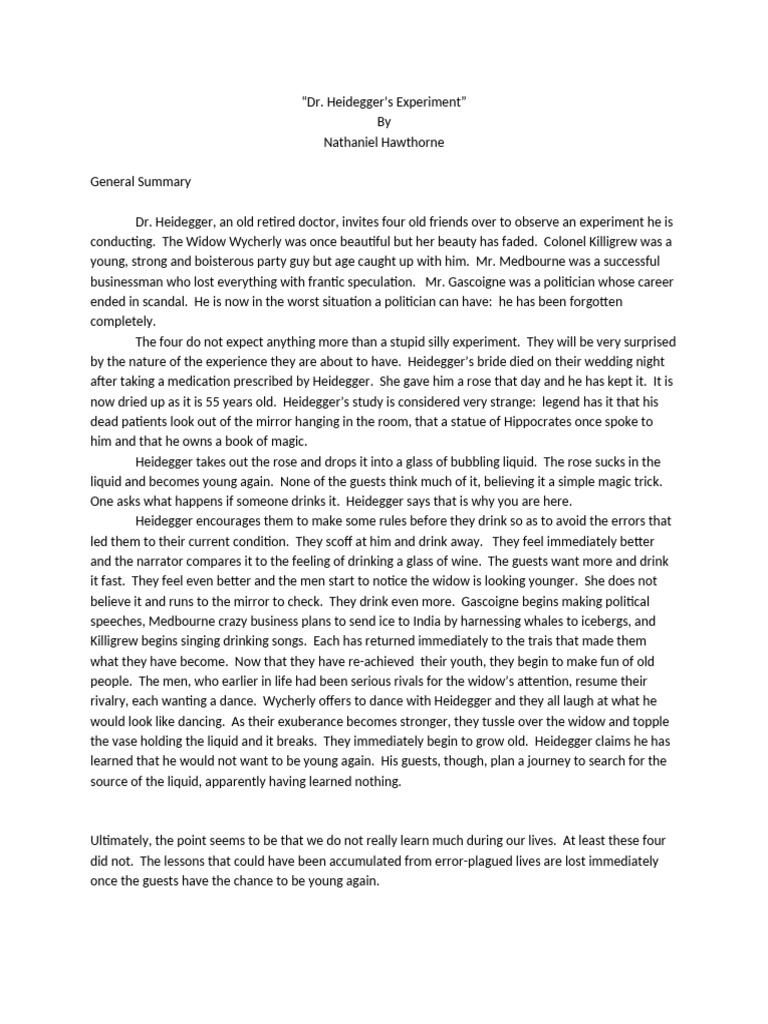 Dr. Heidegger's Timeless Experiment | PDF