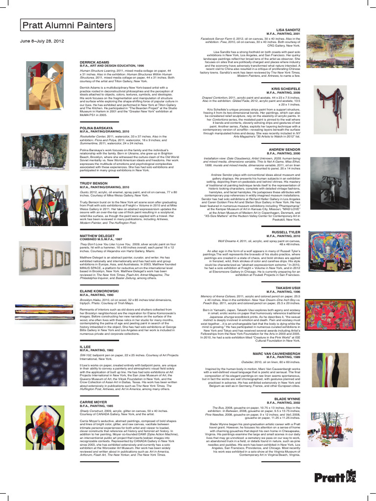 Pratt Alumni Painters Brochure | PDF | Paintings | Plastic Arts