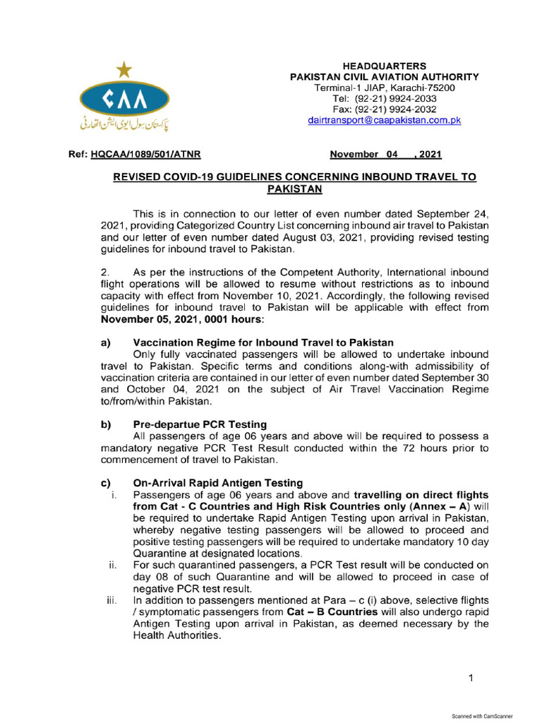Inbound Testing Protocols and Country List Nov 04 2021 | PDF