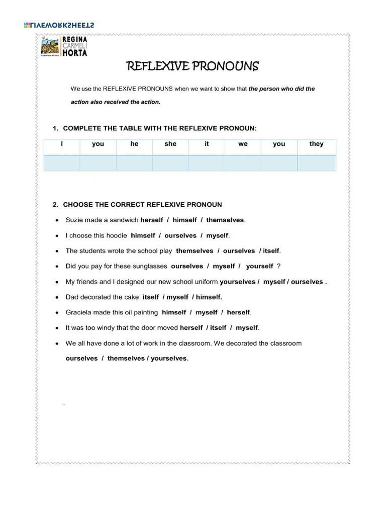 Reflexive Pronouns | PDF