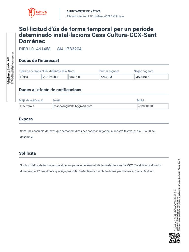 Sol Licitud - Instància signada-2024-E-RE-13278 | PDF