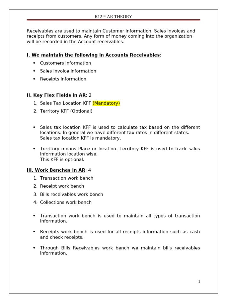 Ar Theory | PDF | Receipt | Invoice