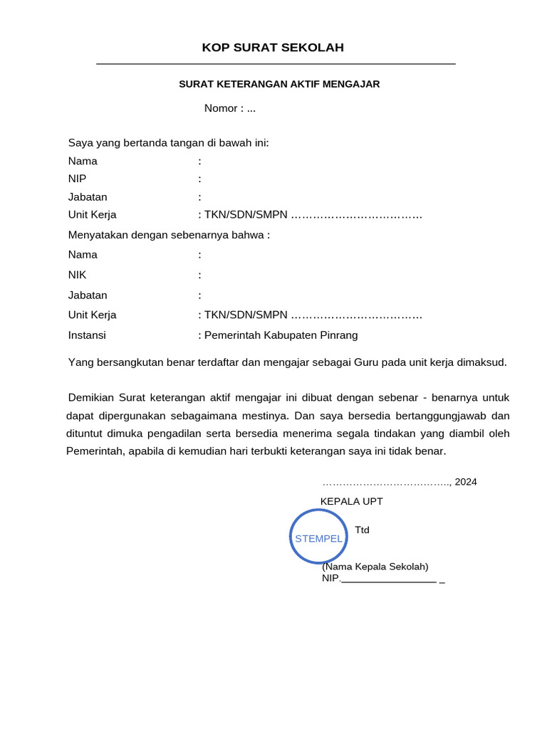Format Suket Aktif Mengajar | PDF