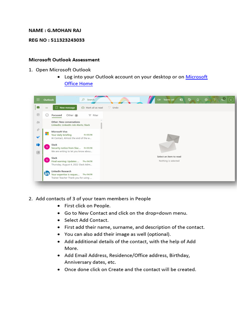 NM Microsoft Outlook Assessment | PDF
