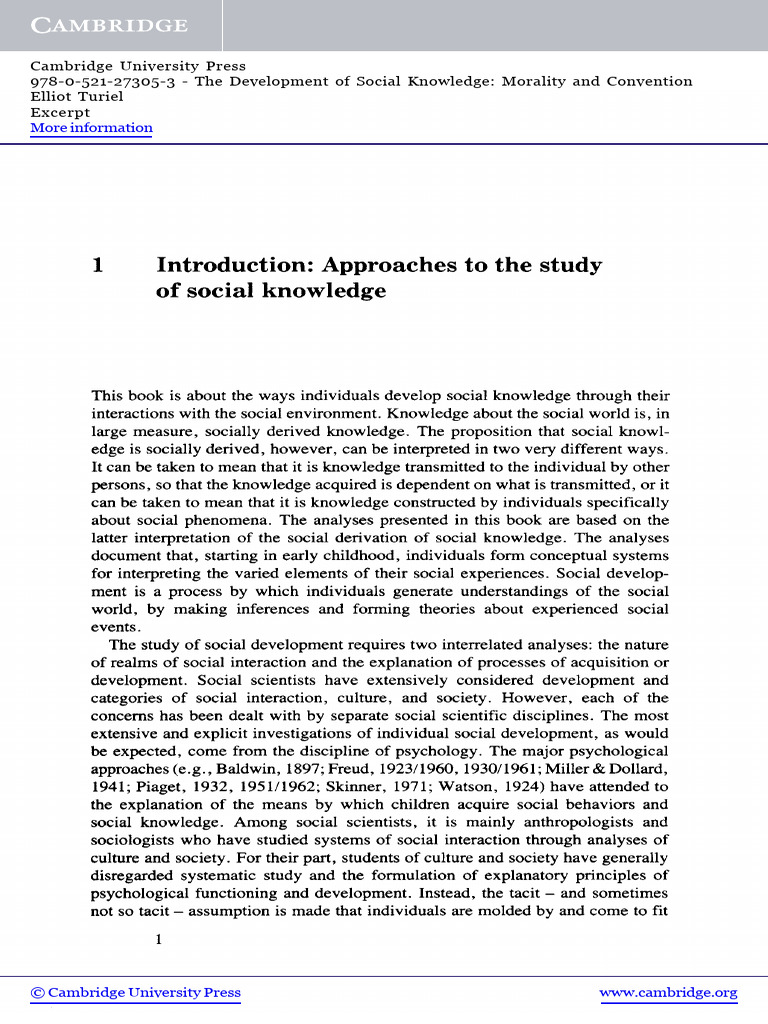 Turiel's Social Knowledge Development | PDF | Politics | Social Science