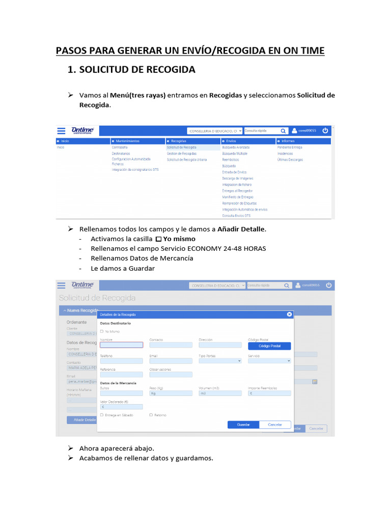 Pasos para Generar Un Envío | PDF