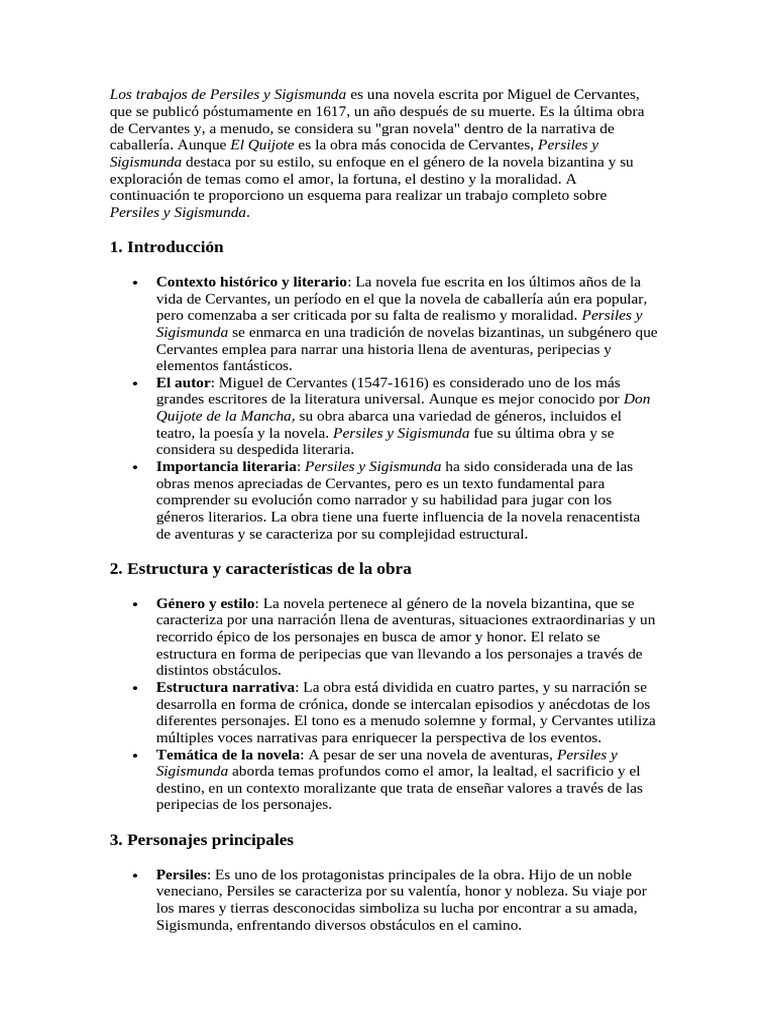 Los Trabajos de Persiles y Sigismunda Es Una Novela Escrita Por Miguel ...