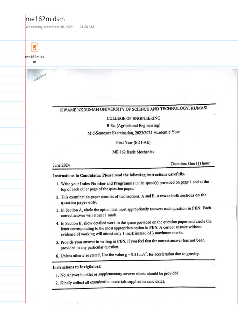 ME 162 End of Sem | PDF
