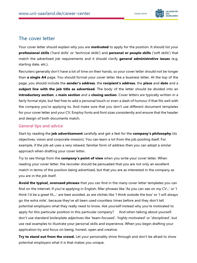 2 the Cover Letter | PDF