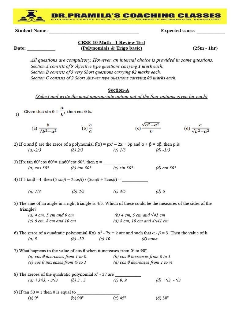2024-25 1st Math Review Test (Real Nos, Polynomials, LinearEqn, Trigo ...