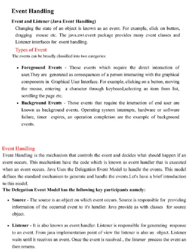 Event Handling in Java | PDF