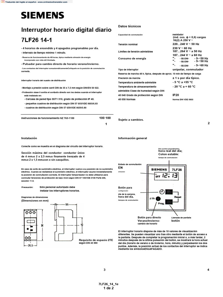 Siemens 7LF 26 | PDF | Cambiar | Ingenieria Eléctrica