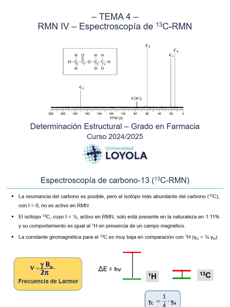 TEMA 4 - RMN IV - EspectroscopÃ A de 13C RMN - Parte 1 | PDF | Resonancia magnética nuclear ...