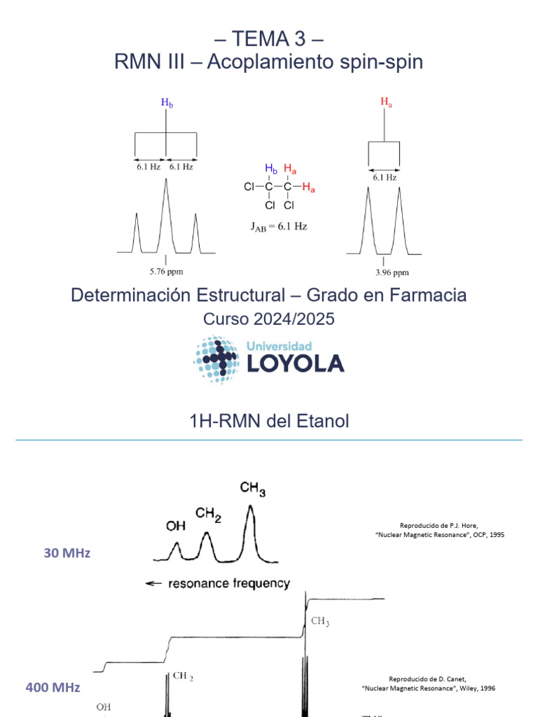 Acoplamiento Spin-Spin en RMN | PDF | Enlace químico | Ciencias fisicas