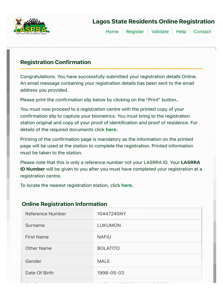Https:/registration Lagosresidents Gov Ng/register/confirm | PDF | Finance & Money Management