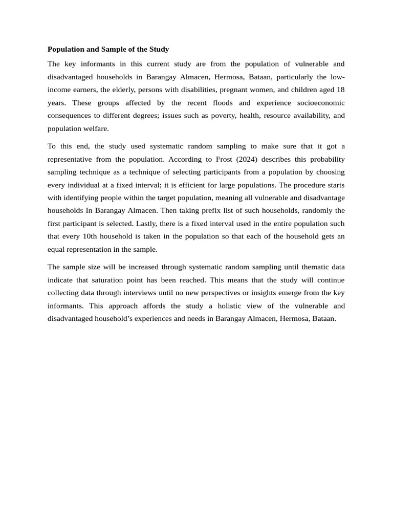 Population and Sample of The Study FINAL | PDF