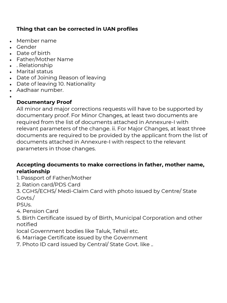 Thing That Can Be Corrected in UAN Profiles | PDF | Government And Personhood