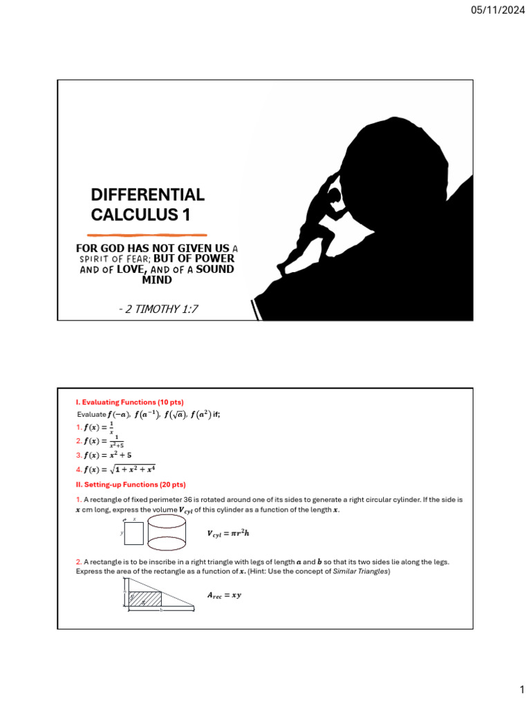 Activity 01 Answer Key Differential Calculus | PDF | Area | Calculus