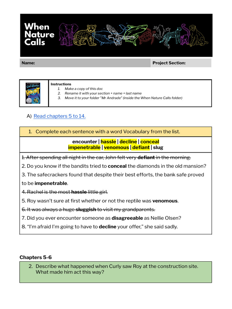 Assement Hoot Chapters 5 To 14 | PDF