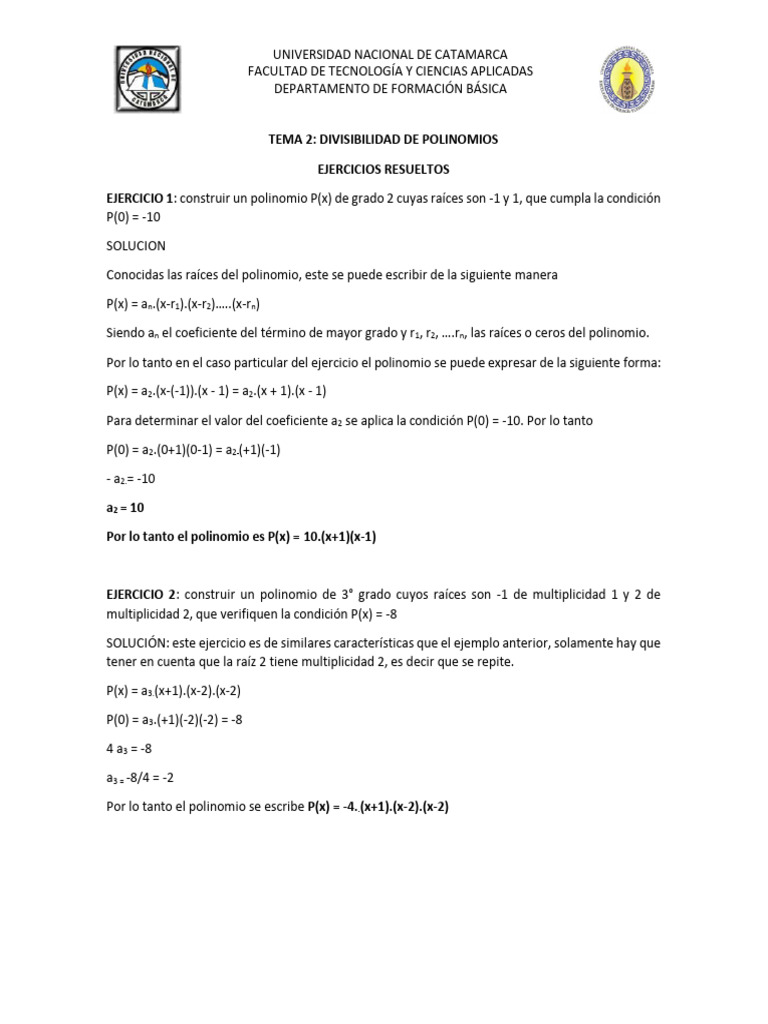 Ejercicios de Divisibilidad de Polinomios | PDF | Polinomio | Matemáticas