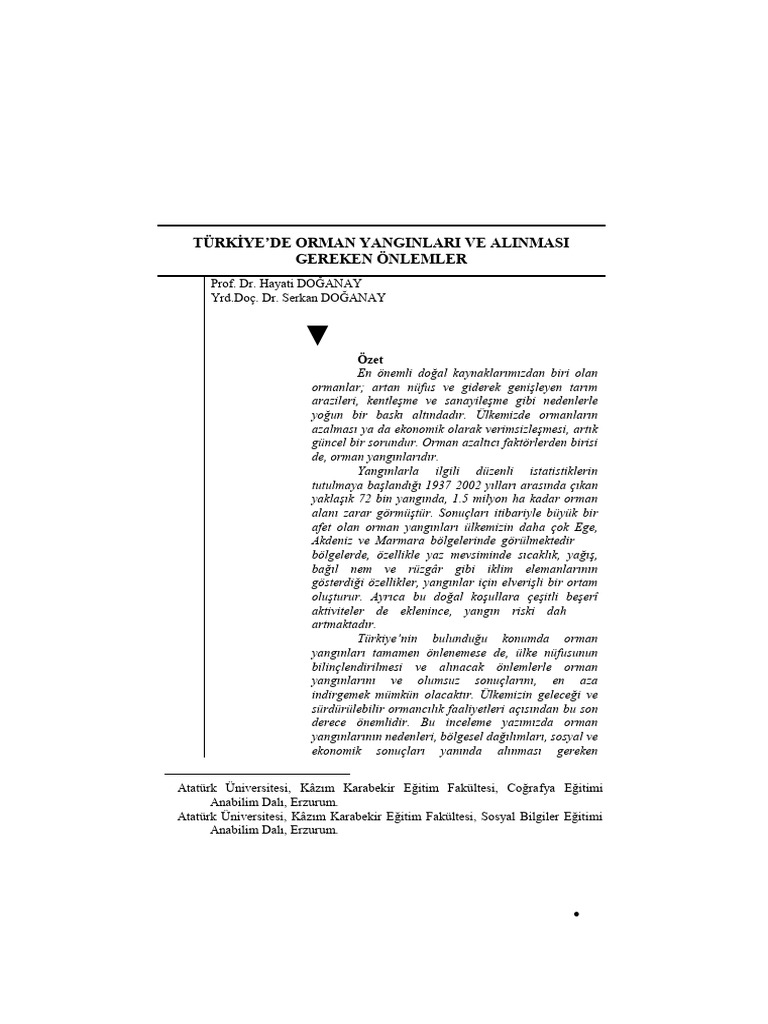 T - RK - YE - DE ORMAN YANGINLARI VE ALINMASI GEREKEN - NLEMLER - Forest Fires and Measures To ...